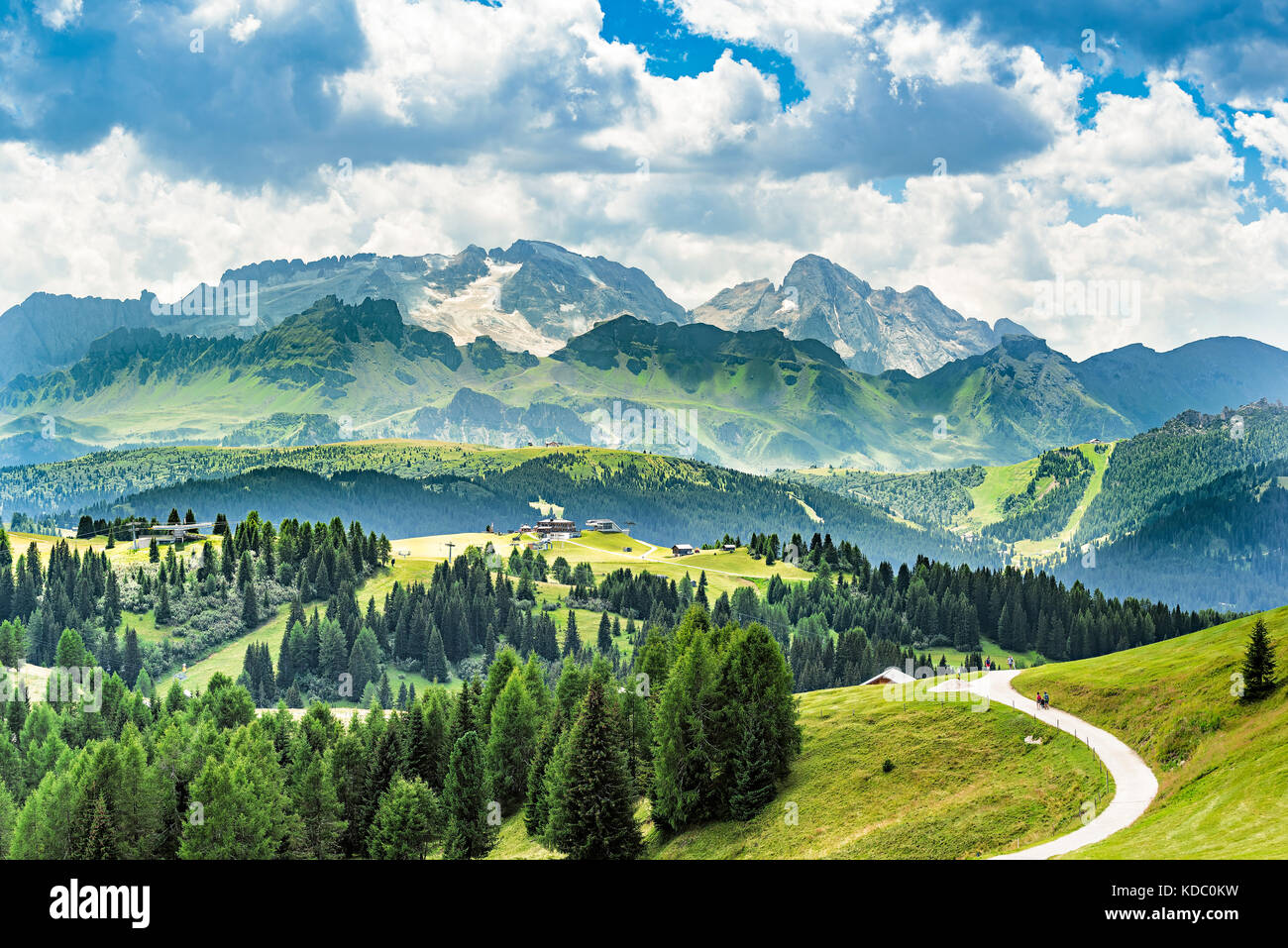 panorama of alto adige region in northern italy on summer. alta badia ...
