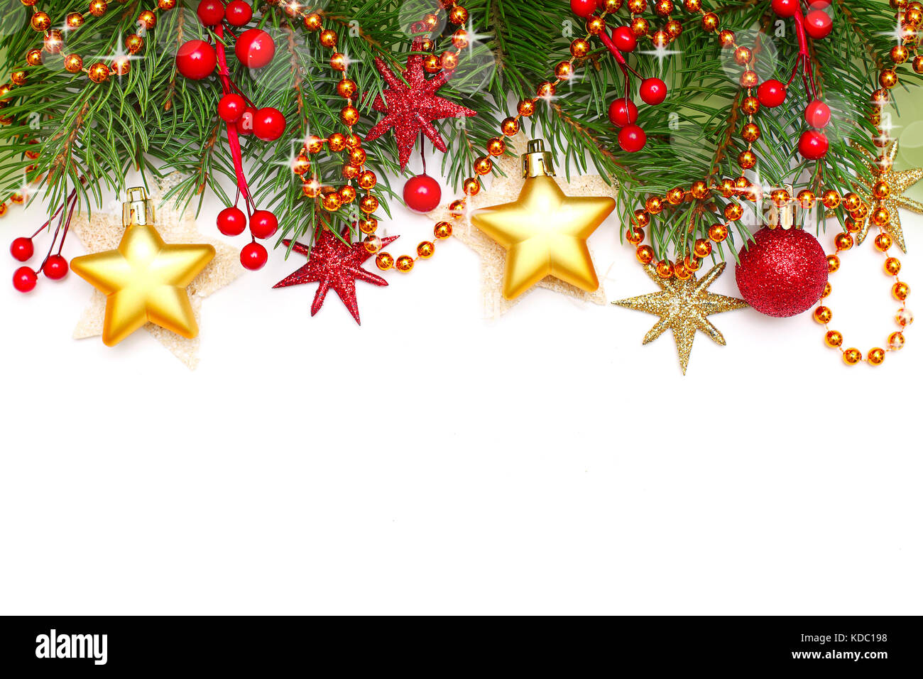 Christmas border - decoration isolated on white Stock Photo - Alamy