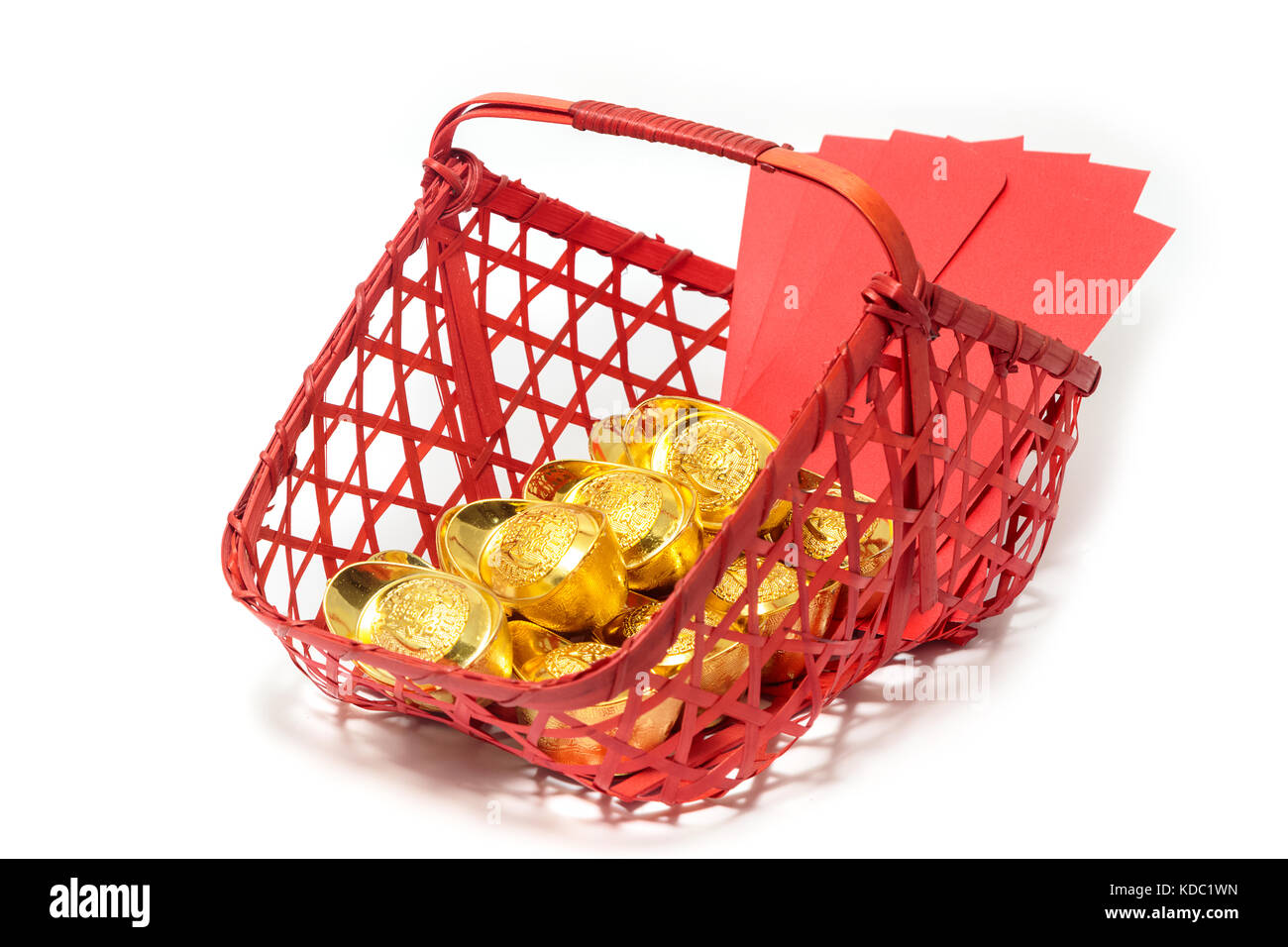 Chinese new year festival decorations, ang pow or red packet and gold ...