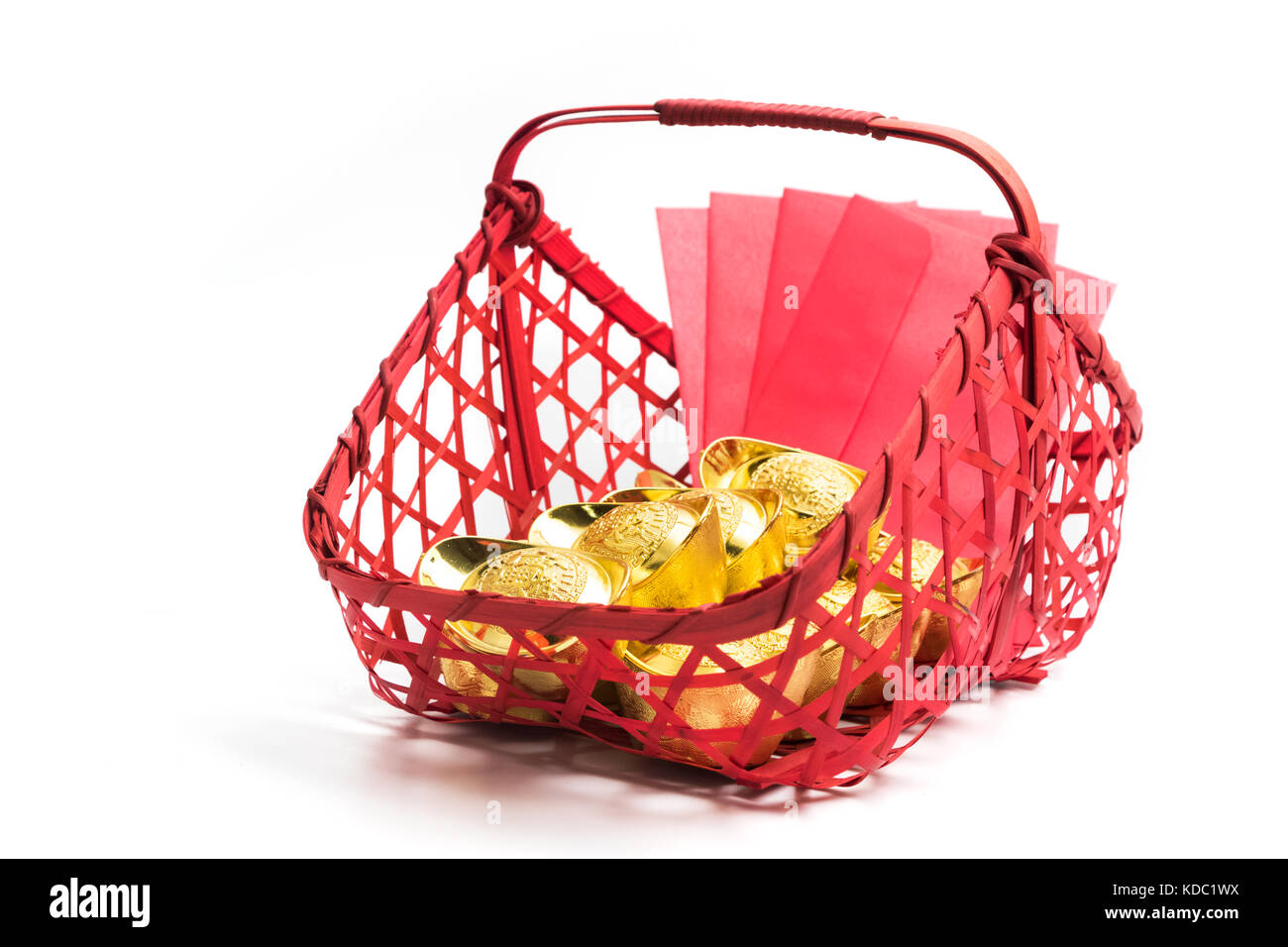 Chinese new year festival decorations, ang pow or red packet and gold ...