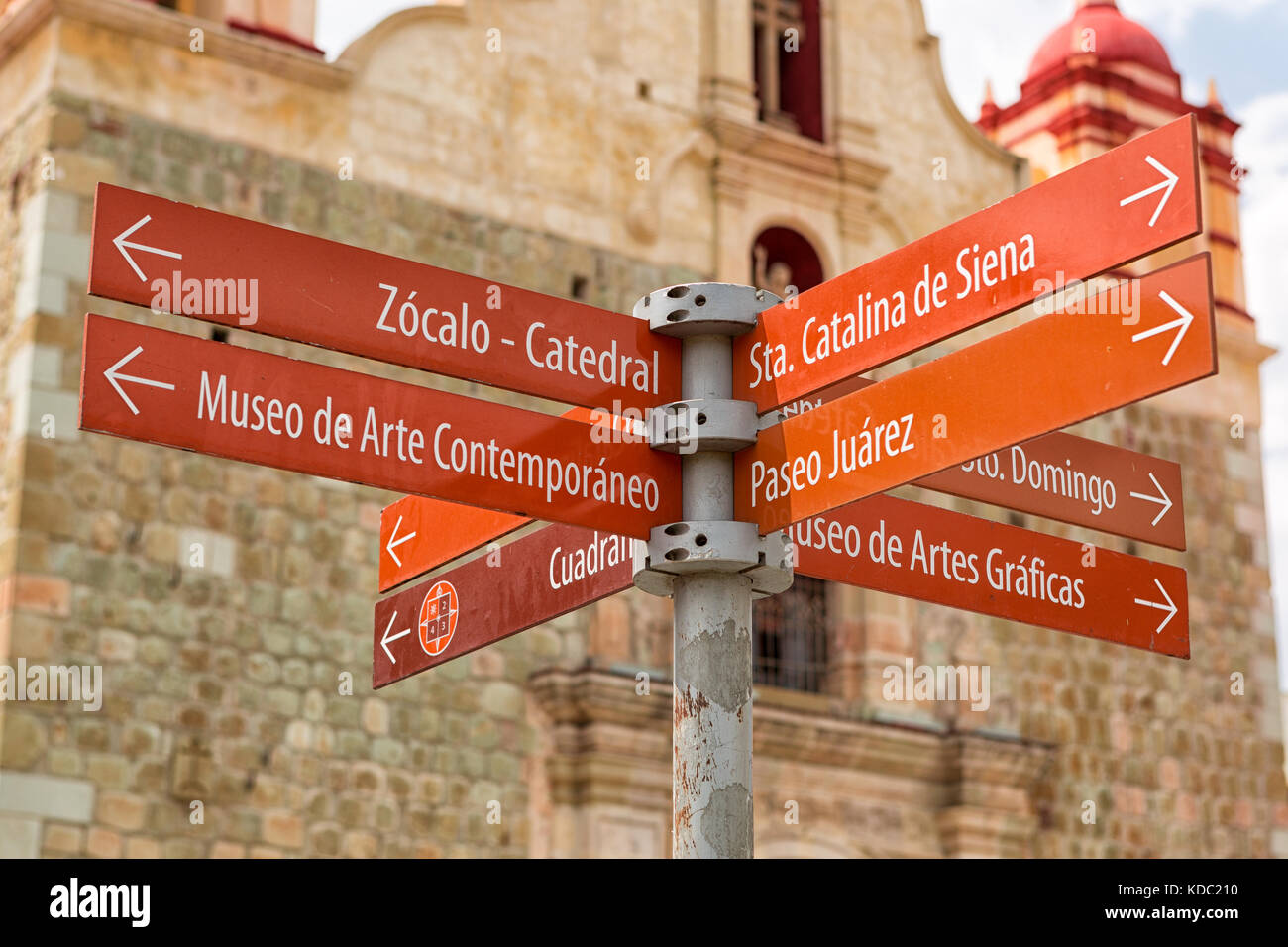 tourism direction sign in historic centre of Oaxaca Mexico Stock Photo ...