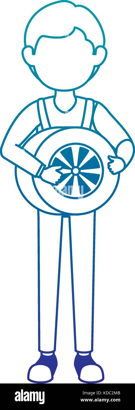 mechanic with tire avatar character vector illustration design Stock ...