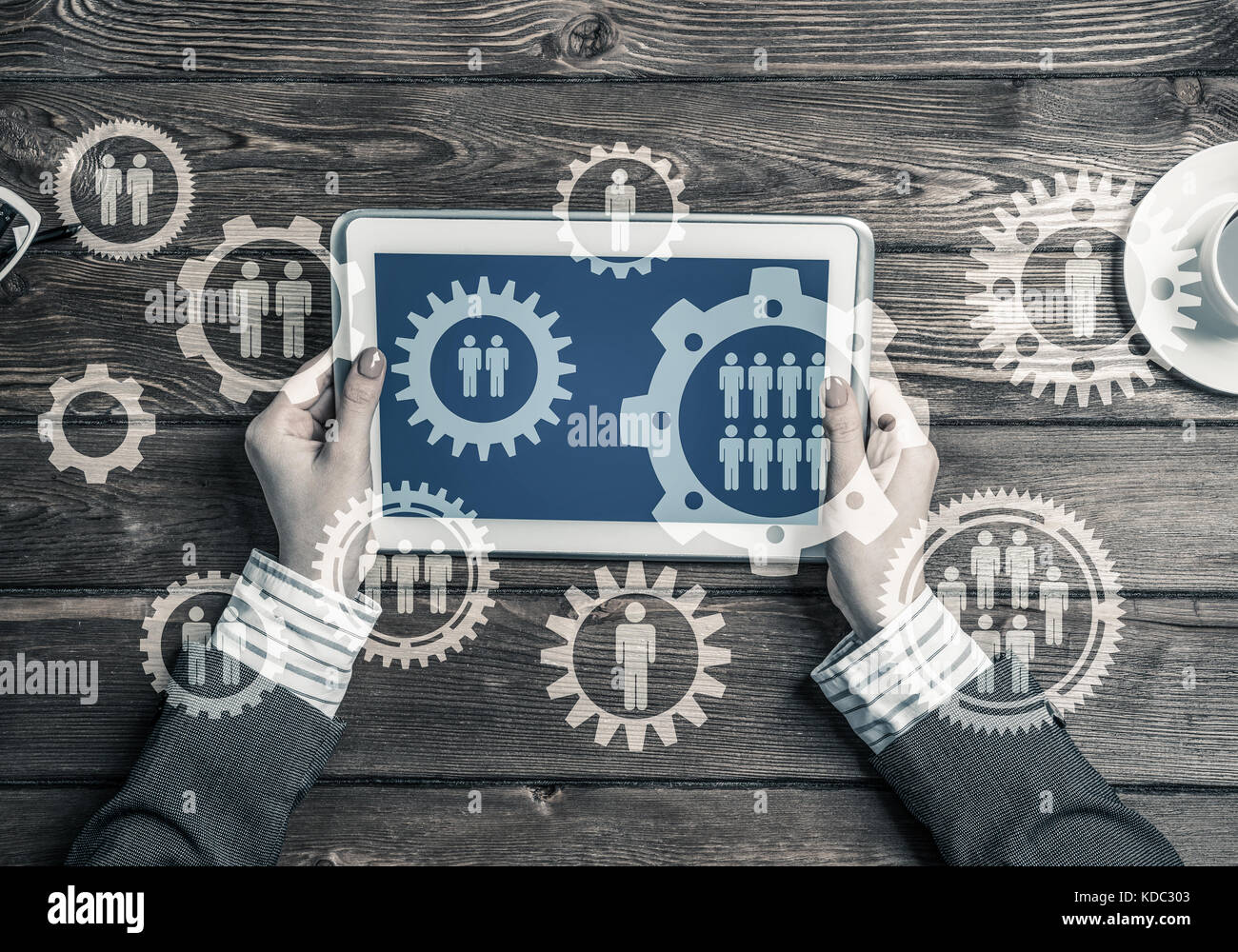 Concept of teamworking and connection with gears mechanism and t Stock ...