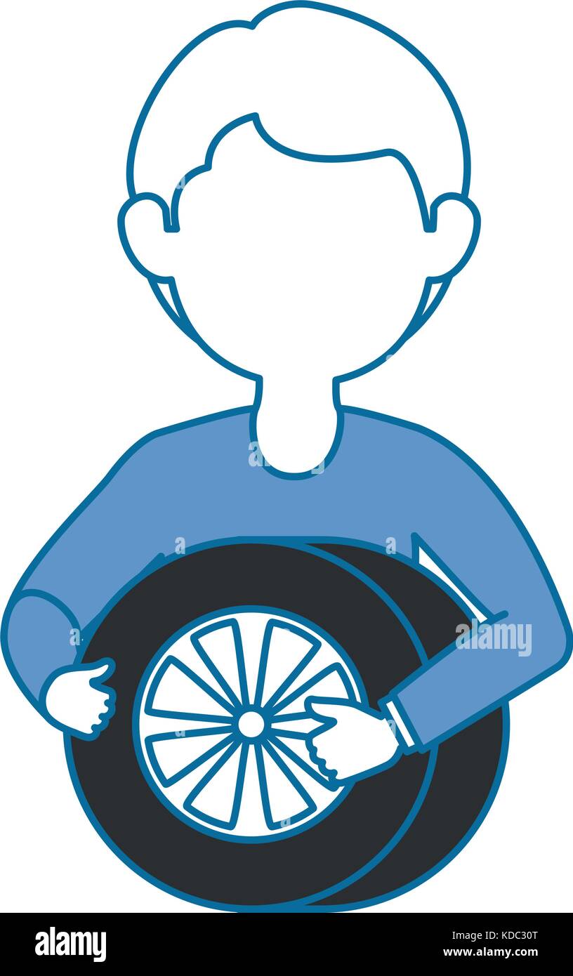 mechanic with tire avatar character vector illustration design Stock ...