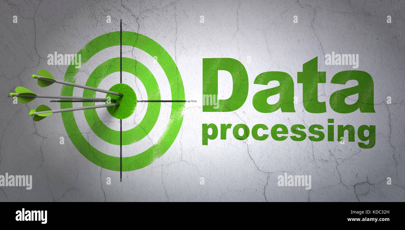 Information concept: target and Data Processing on wall background ...