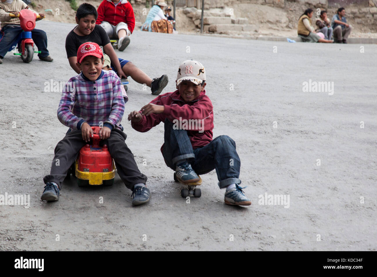 Bolivian children playing in the streets of La Paz, Bolivia, South ...