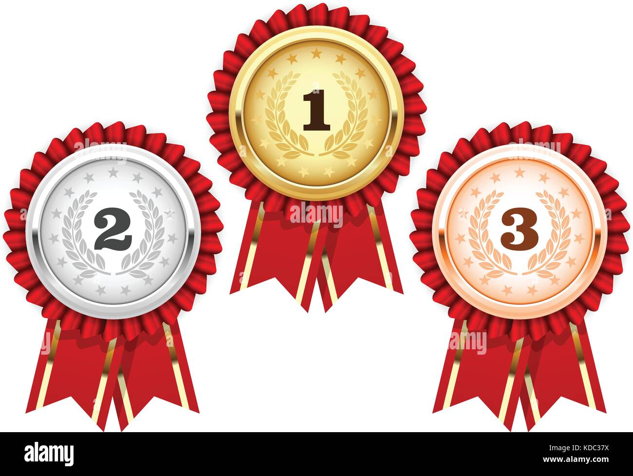 Silver, bronze and golden medals - award rosette Stock Vector Image ...