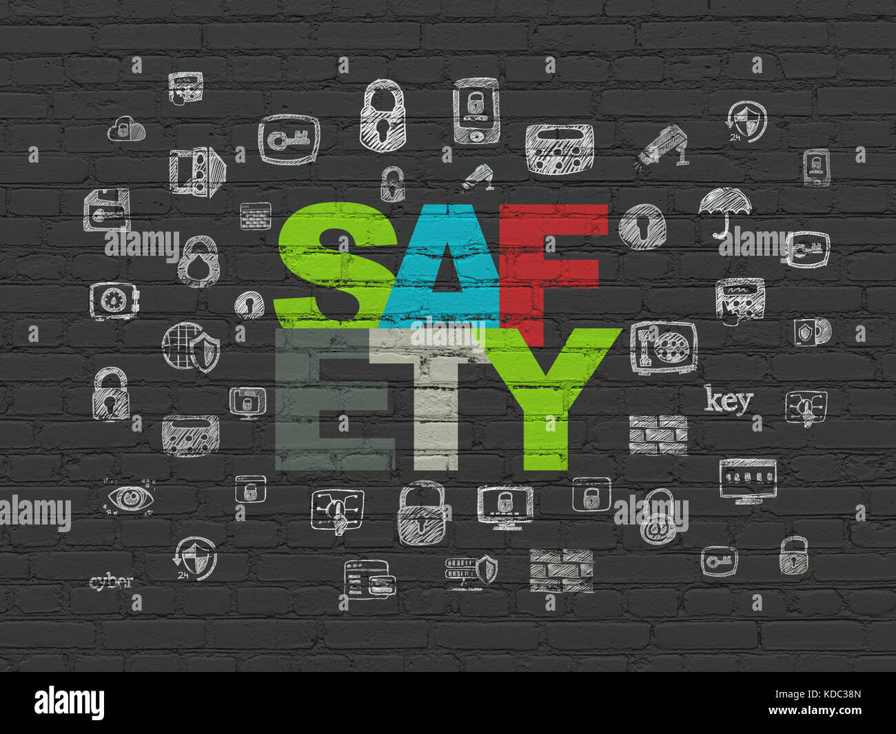 Privacy concept: Safety on wall background Stock Photo - Alamy