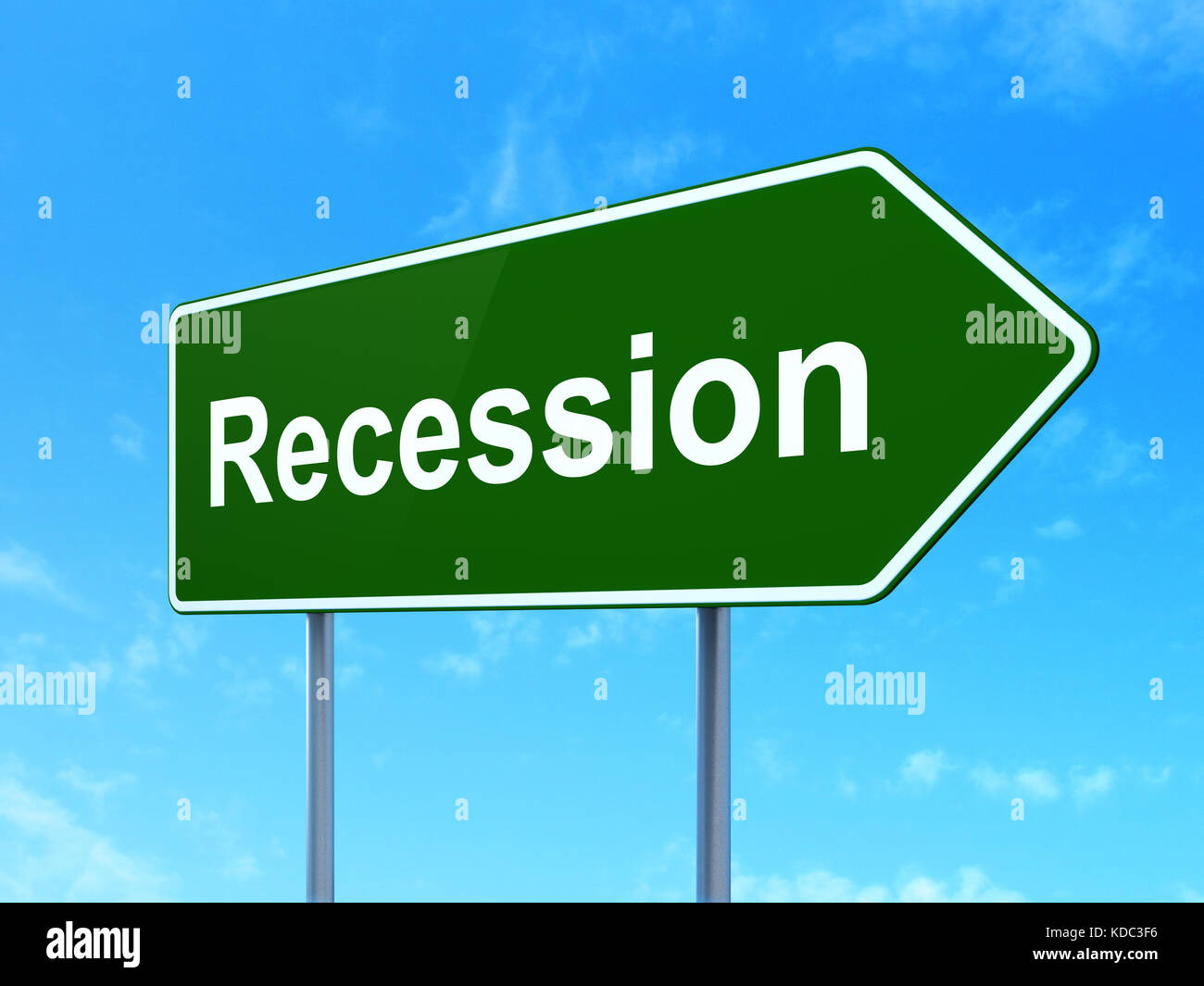 Business concept: Recession on road sign background Stock Photo - Alamy