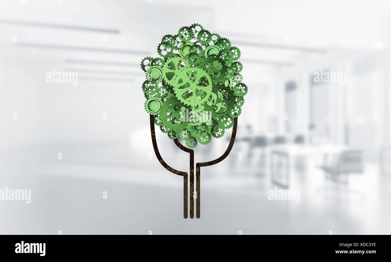 Eco green environment concept presented by tree as working mecha Stock ...