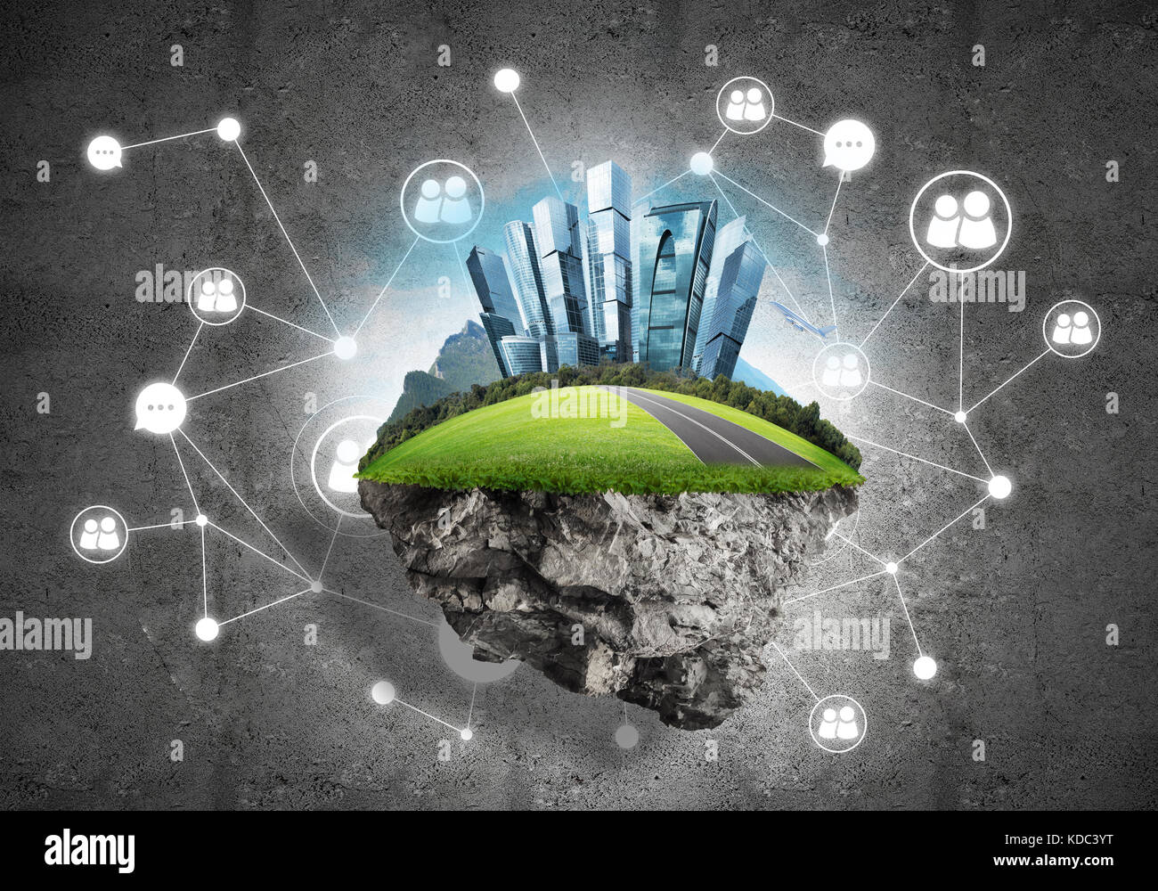 Concept of modern networking technologies and eco green construction ...