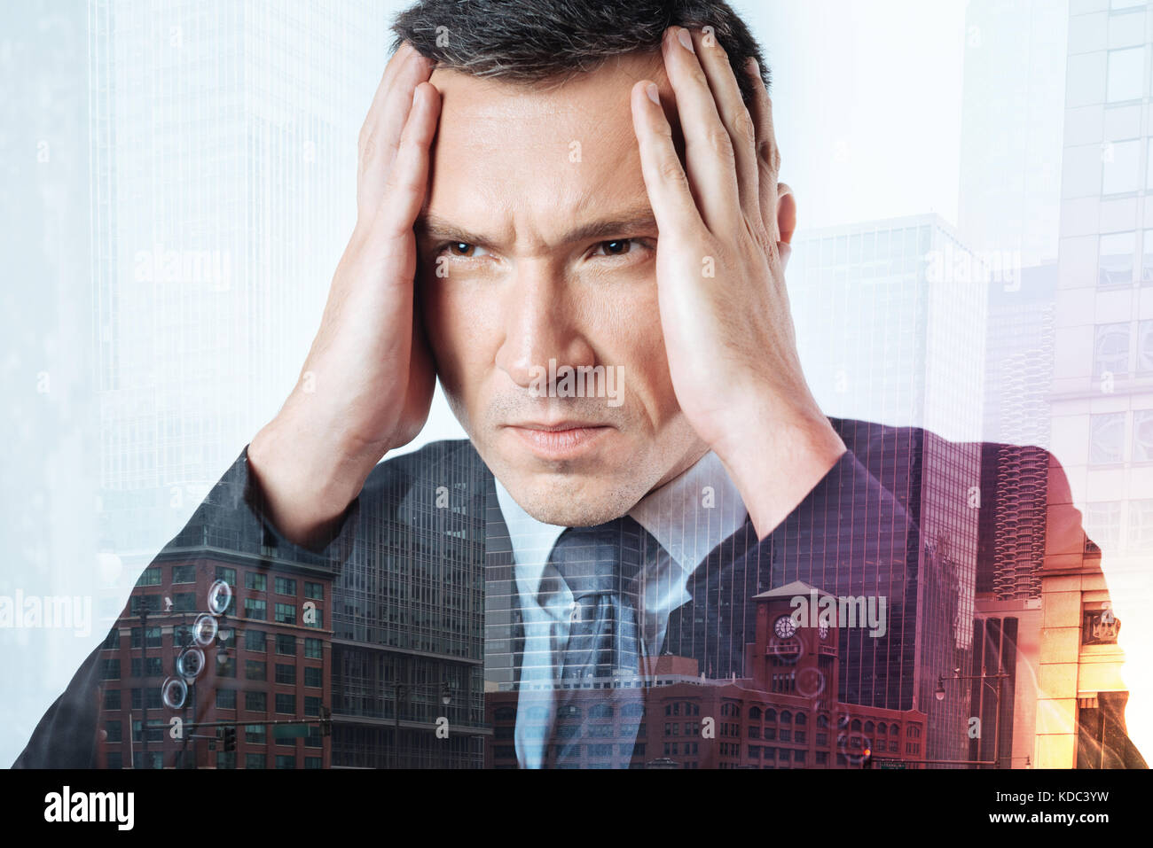 Portrait of a serious concentrated responsible manager Stock Photo - Alamy