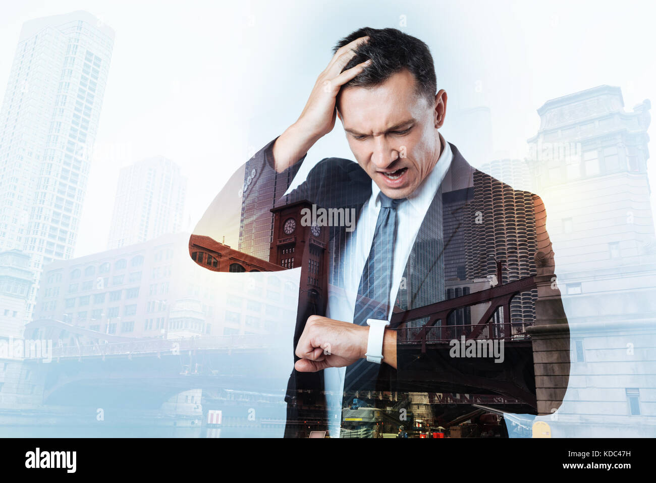 Irritated busy man having too little time Stock Photo - Alamy