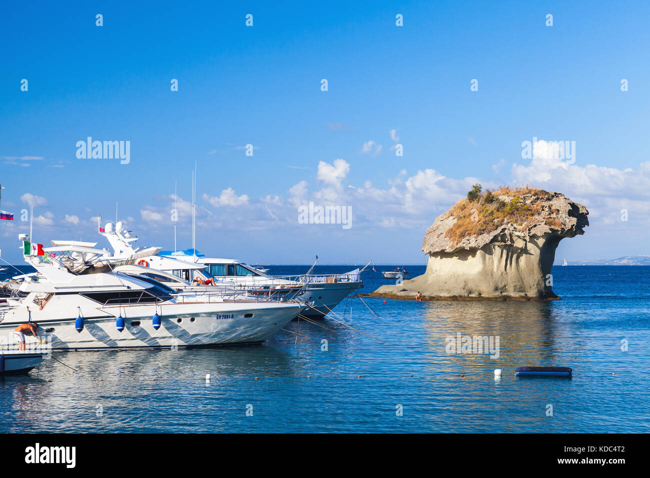 Lacco Ameno, Italy - August 17, 2015: Yachts with passengers on board ...