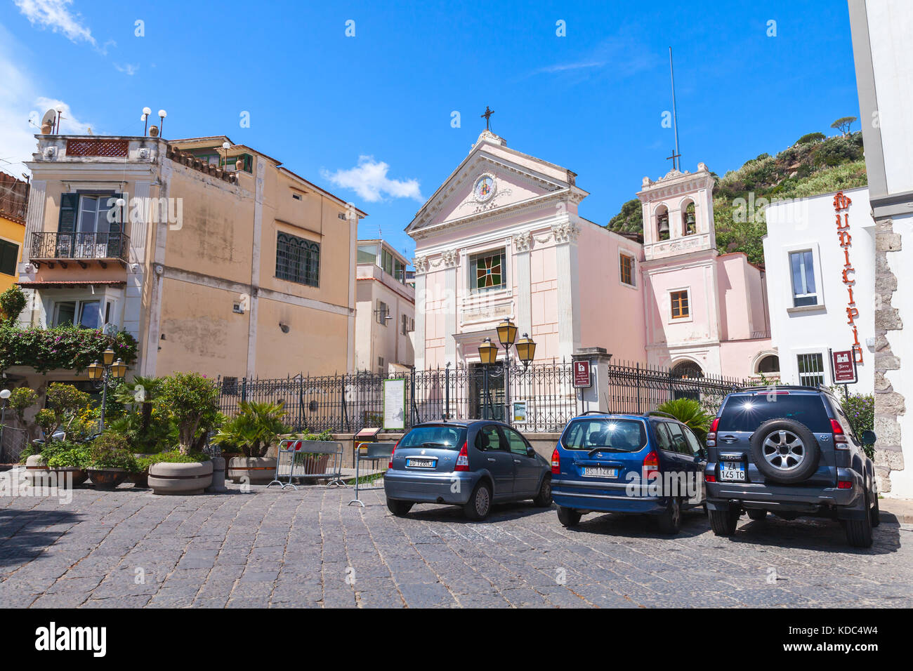 Lacco Ameno, Italy - August 11, 2015: Saint Restituta church, town ...