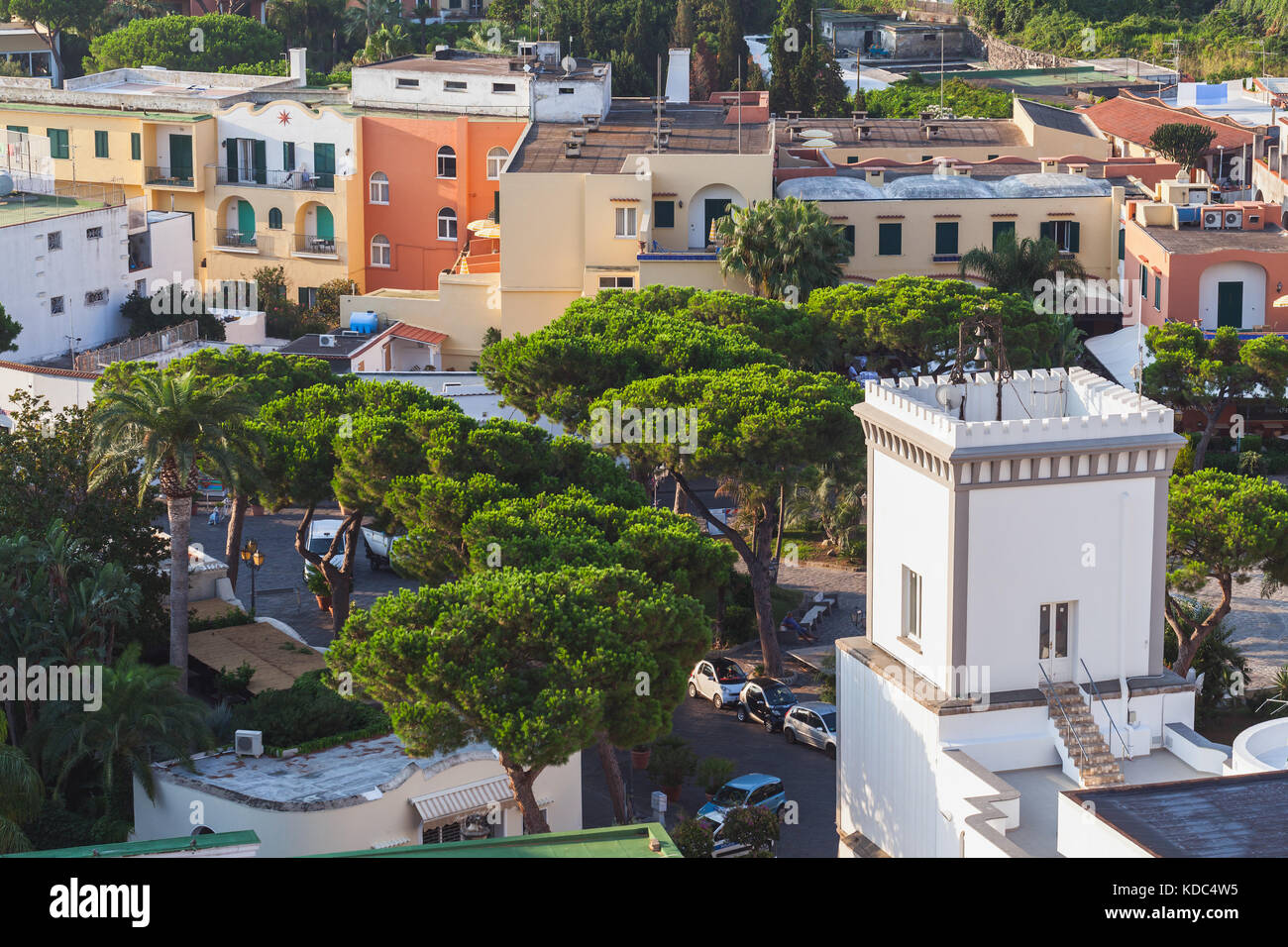 Lacco Ameno, Italy - August 13, 2015: The square piazza S.Restituta ...