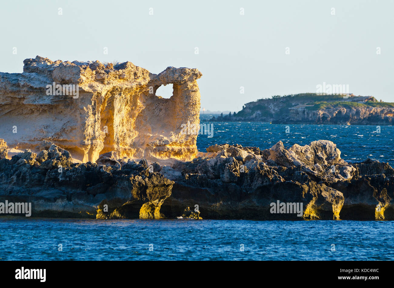 Rugged limestone outcrop, Point Peron, Shoalwater Islands Marine Park ...