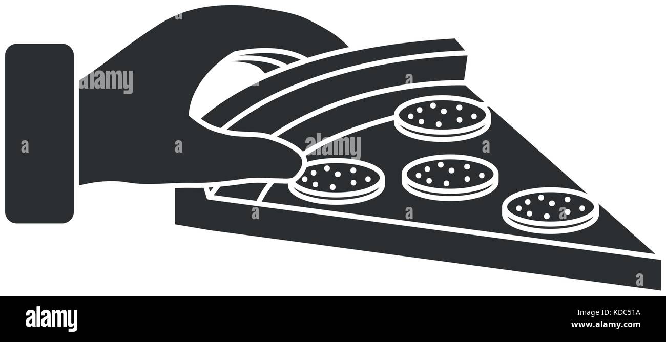 hand with delicious italian pizza vector illustration design Stock ...