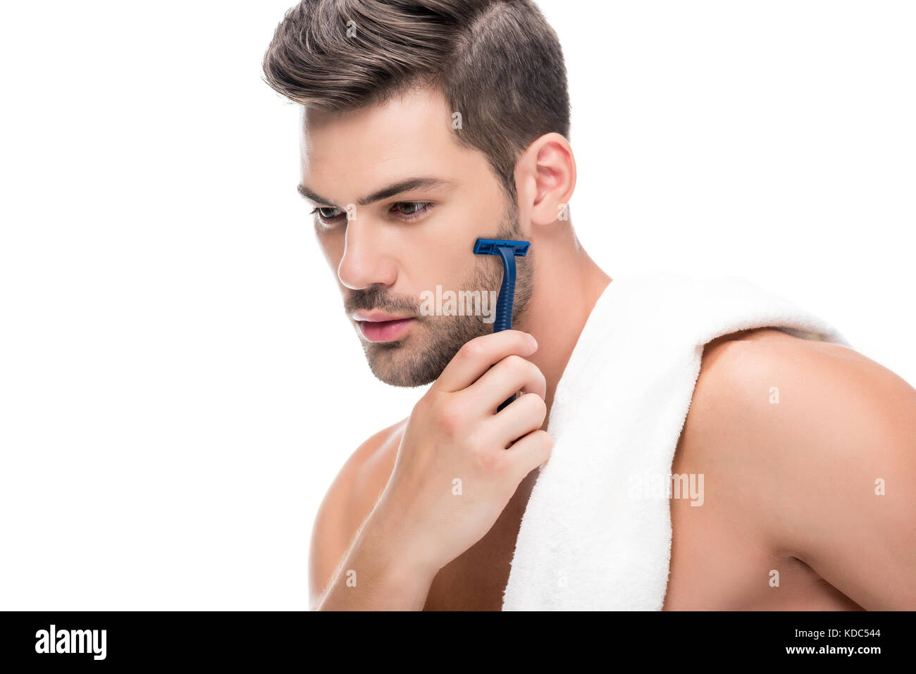 handsome man shaving Stock Photo - Alamy