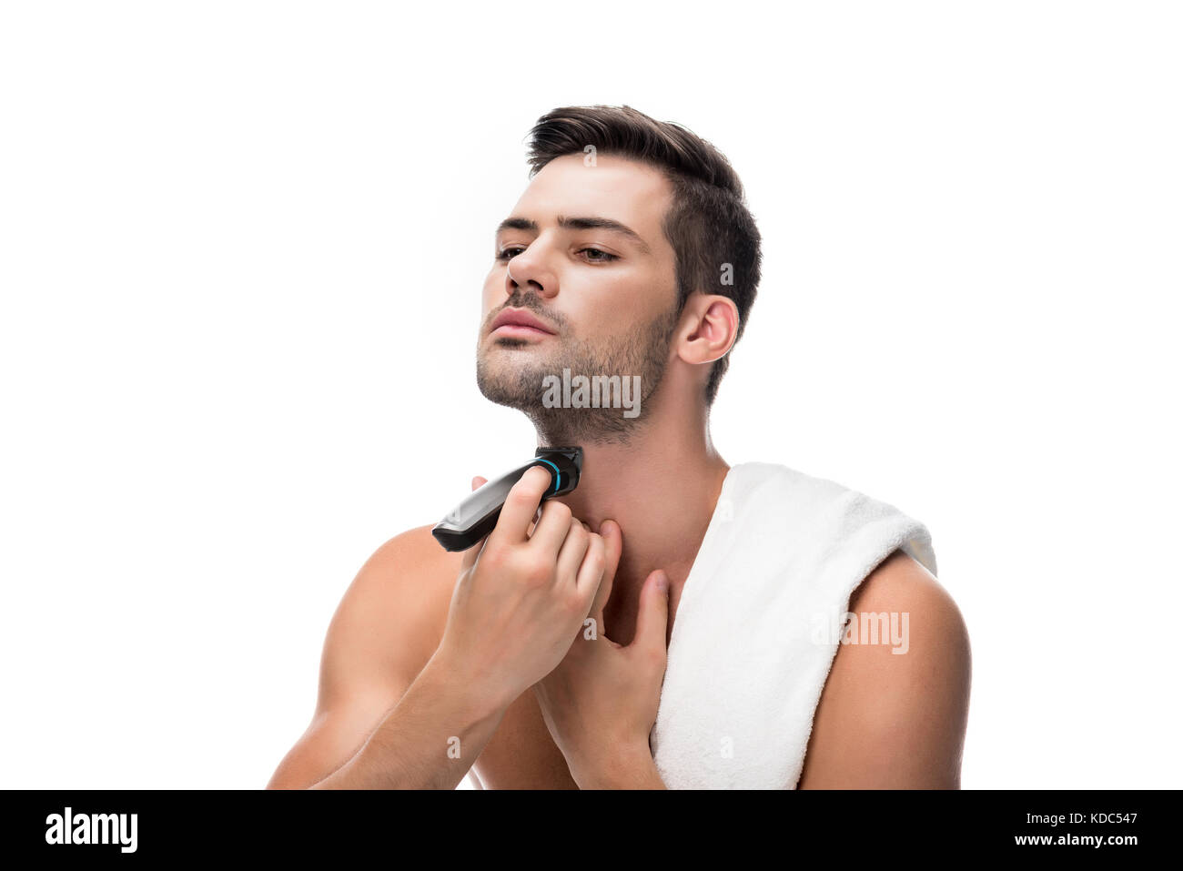 man shaving with electric trimmer Stock Photo - Alamy