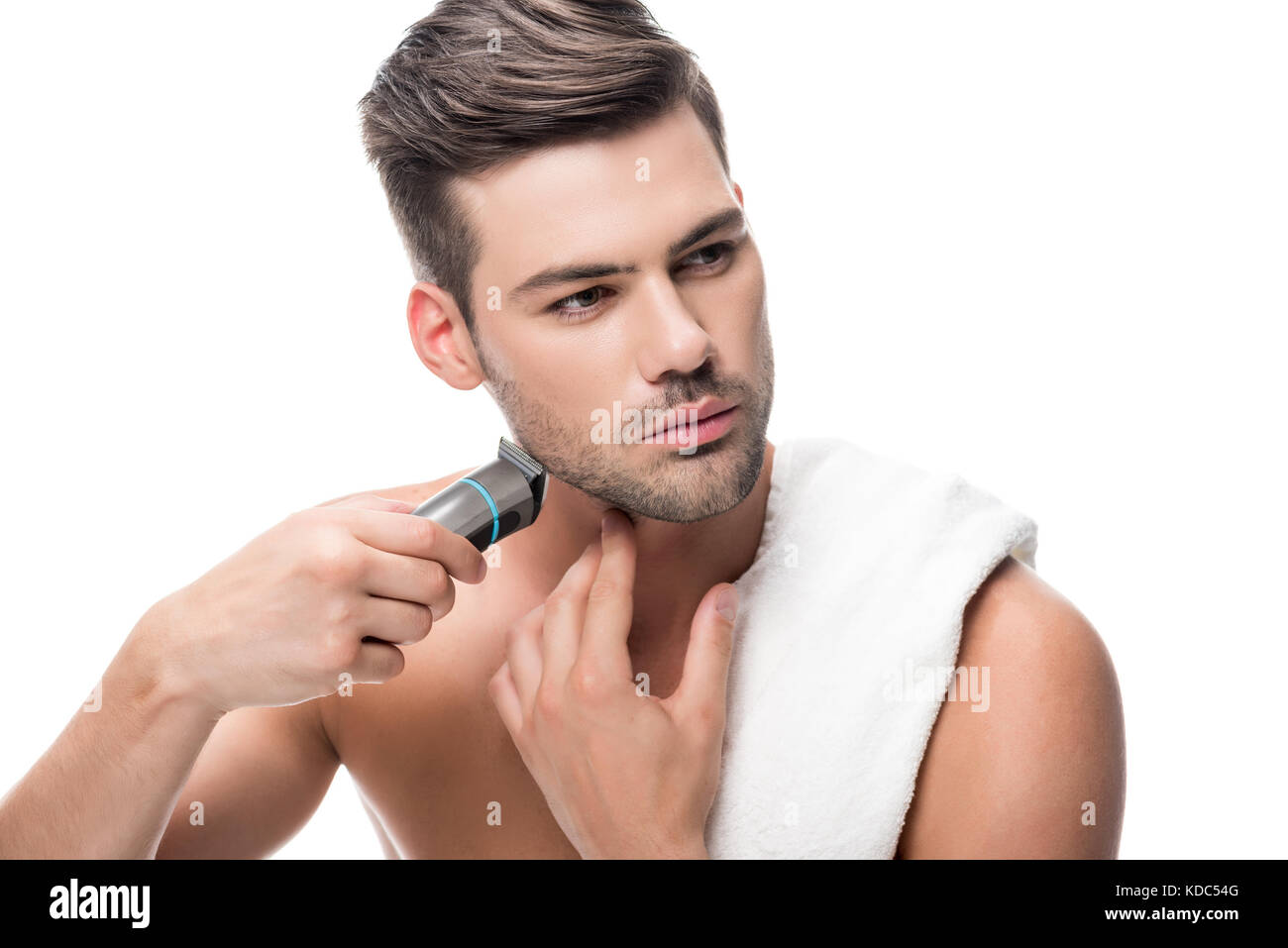 man shaving with electric trimmer Stock Photo - Alamy