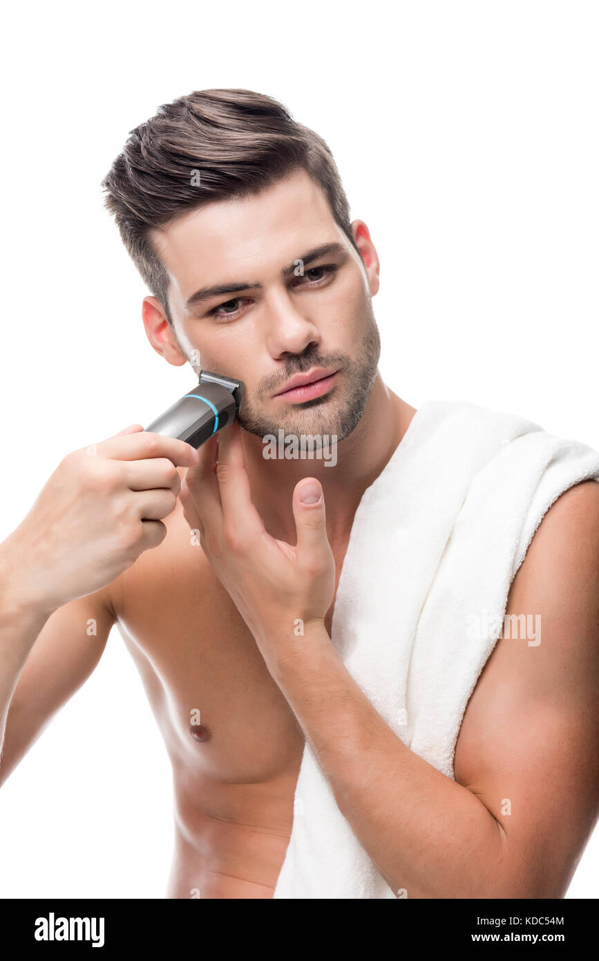 man shaving with electric trimmer Stock Photo - Alamy