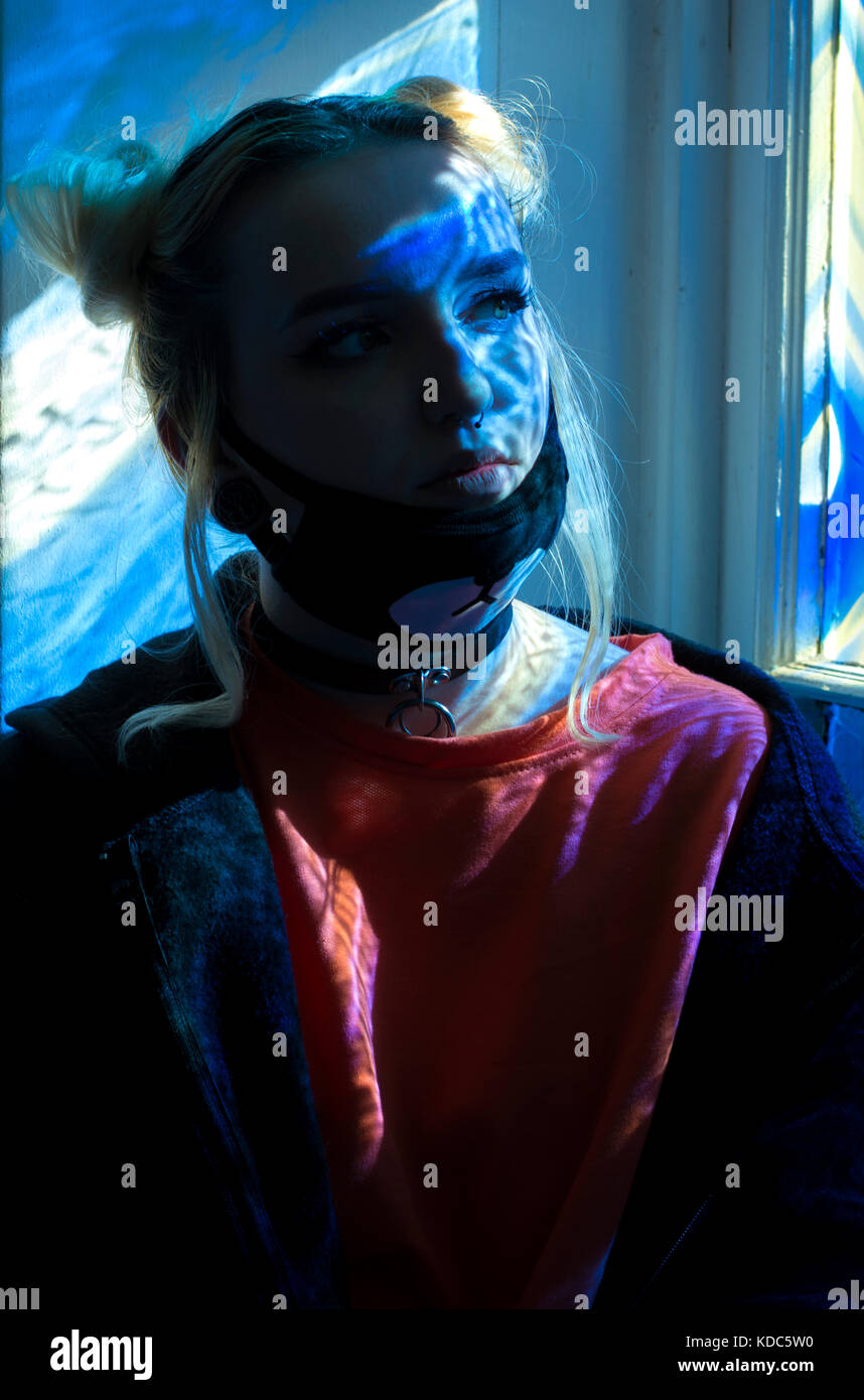 young girl at window Stock Photo - Alamy