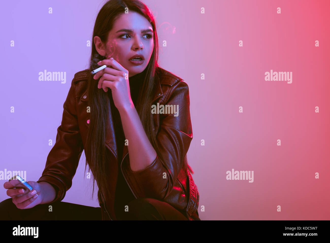 model smoking cigarette Stock Photo - Alamy