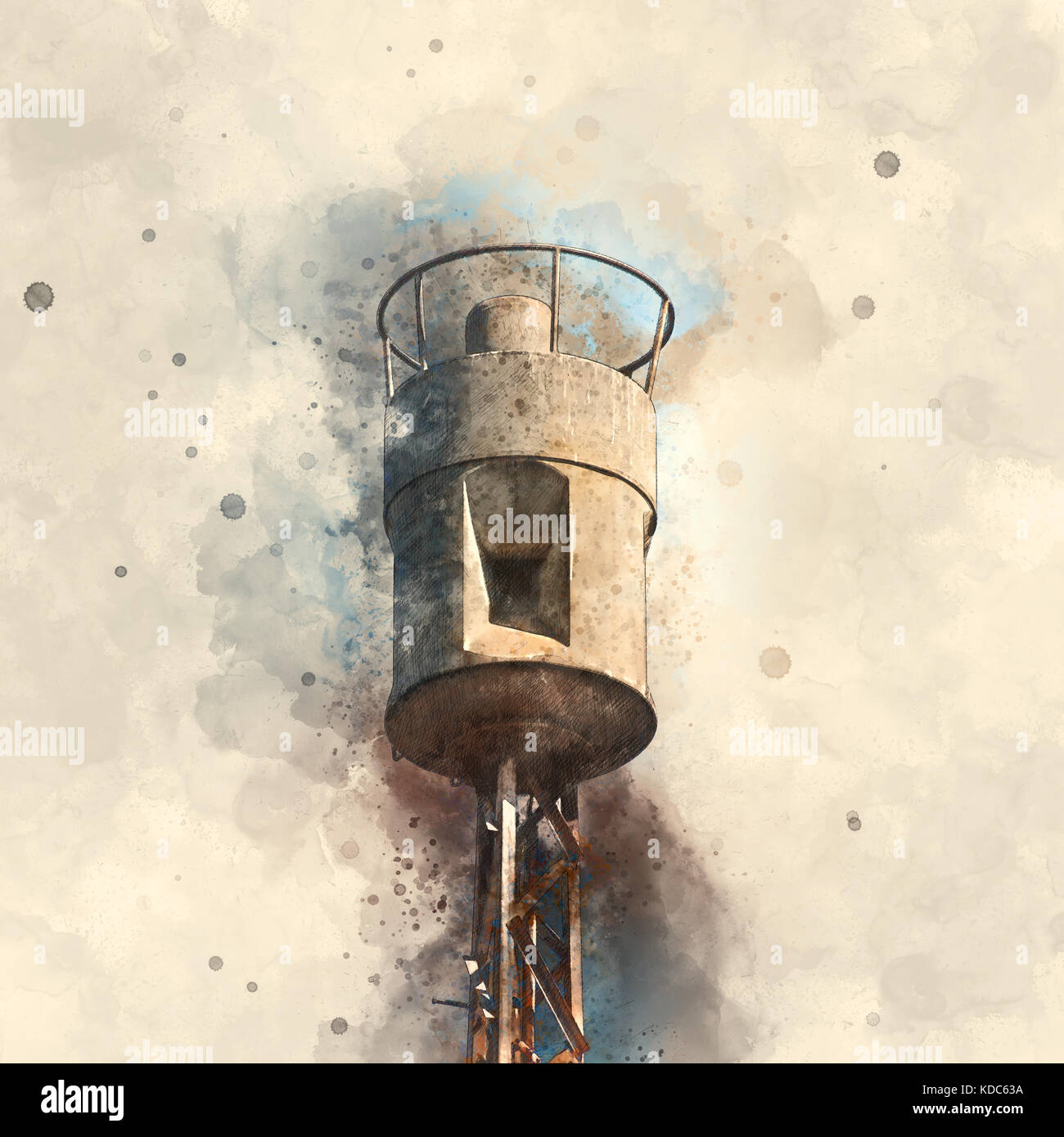 Digitally enhanced image of an Air raid siren in the centre of Tel Aviv ...