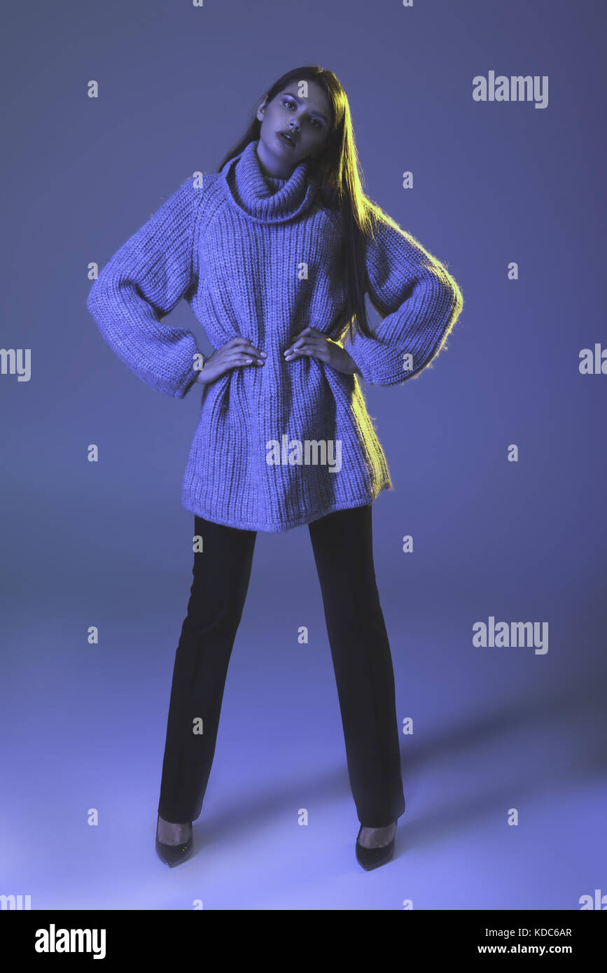 model in warm sweater Stock Photo - Alamy