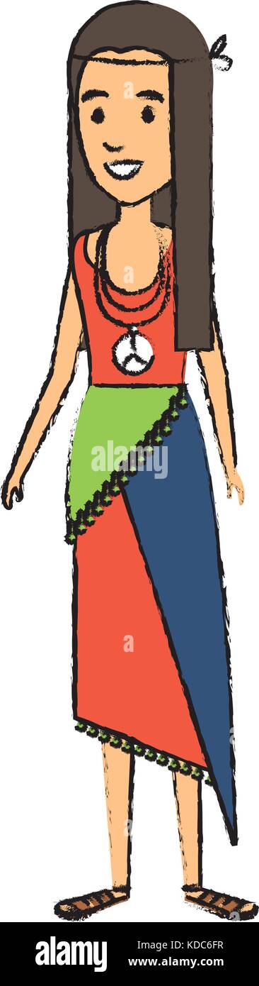 hippie woman avatar character vector illustration design Stock Vector ...