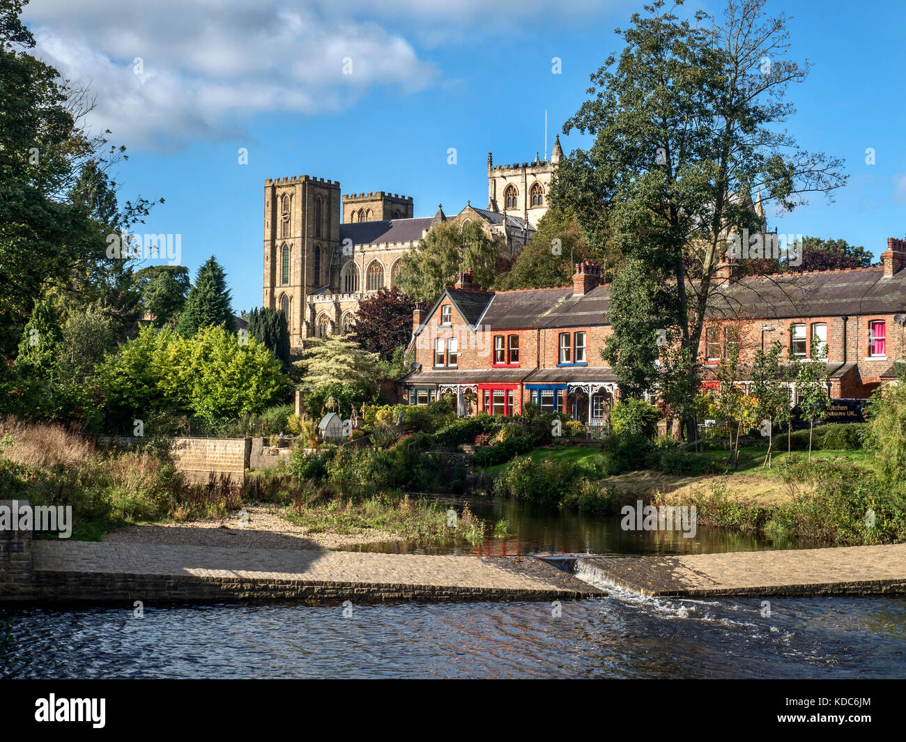 Ripon Cathedral from the Bank of the River Skell Ripon Yorkshire ...
