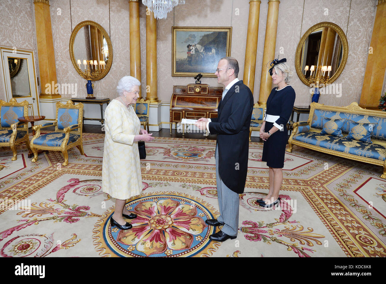 Queen Elizabeth II meets the Ambassador of Belgium Mr Rudolf Huygelen ...