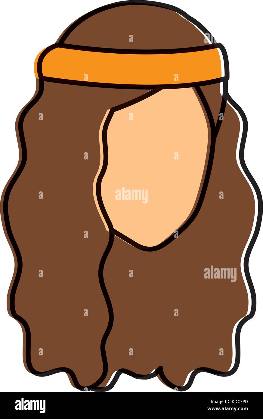 hippie woman head avatar character vector illustration design Stock ...