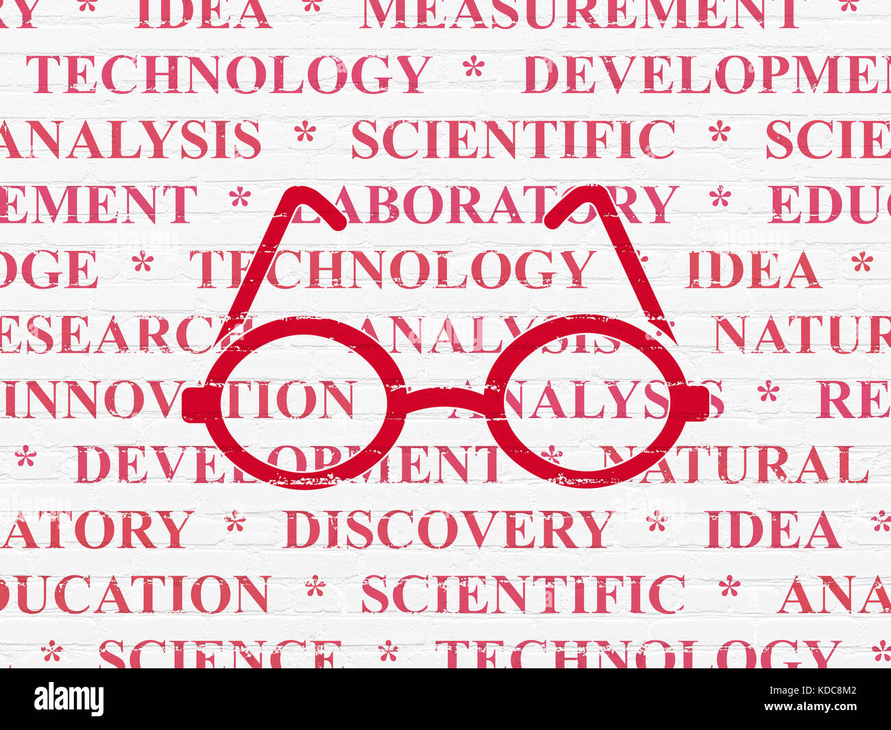 Science concept: Glasses on wall background Stock Photo - Alamy