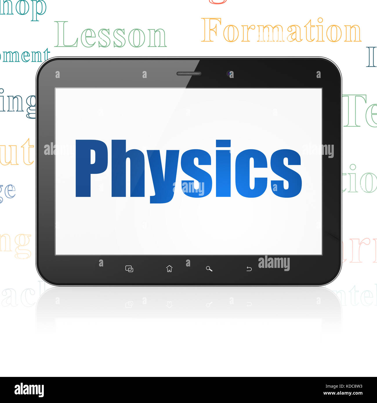 Studying concept: Tablet Computer with Physics on display Stock Photo ...