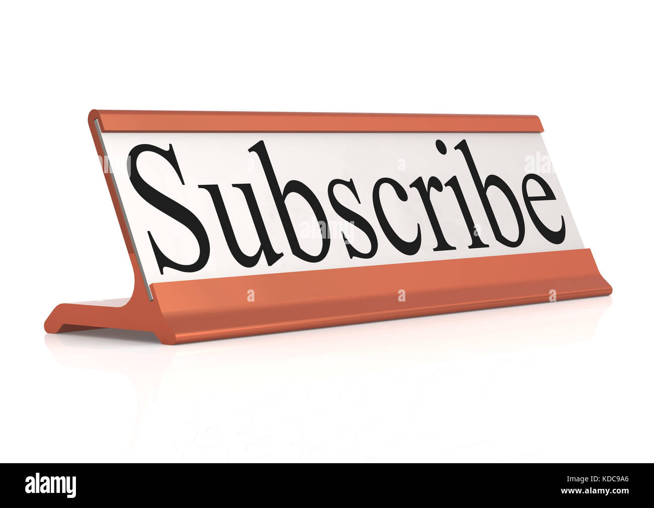 Subscribe word on table tag isolated, 3d rendering Stock Photo - Alamy