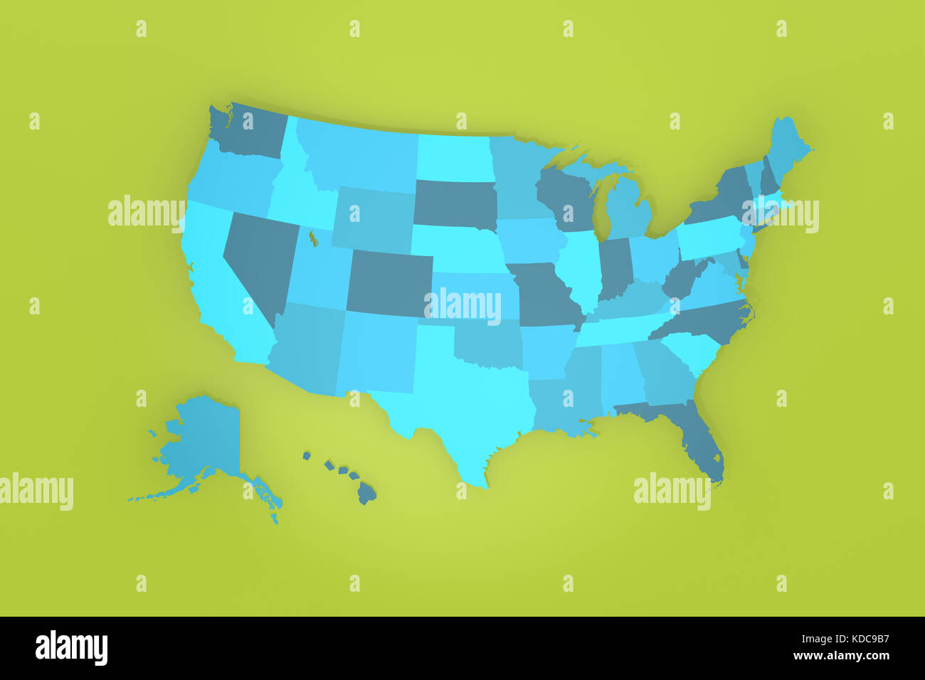 Detailed USA map on green background, 3D rendering Stock Photo - Alamy
