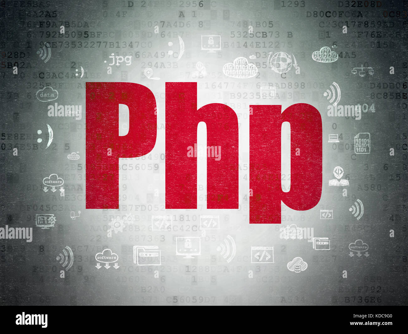 Programming concept: Php on Digital Data Paper background Stock Photo ...