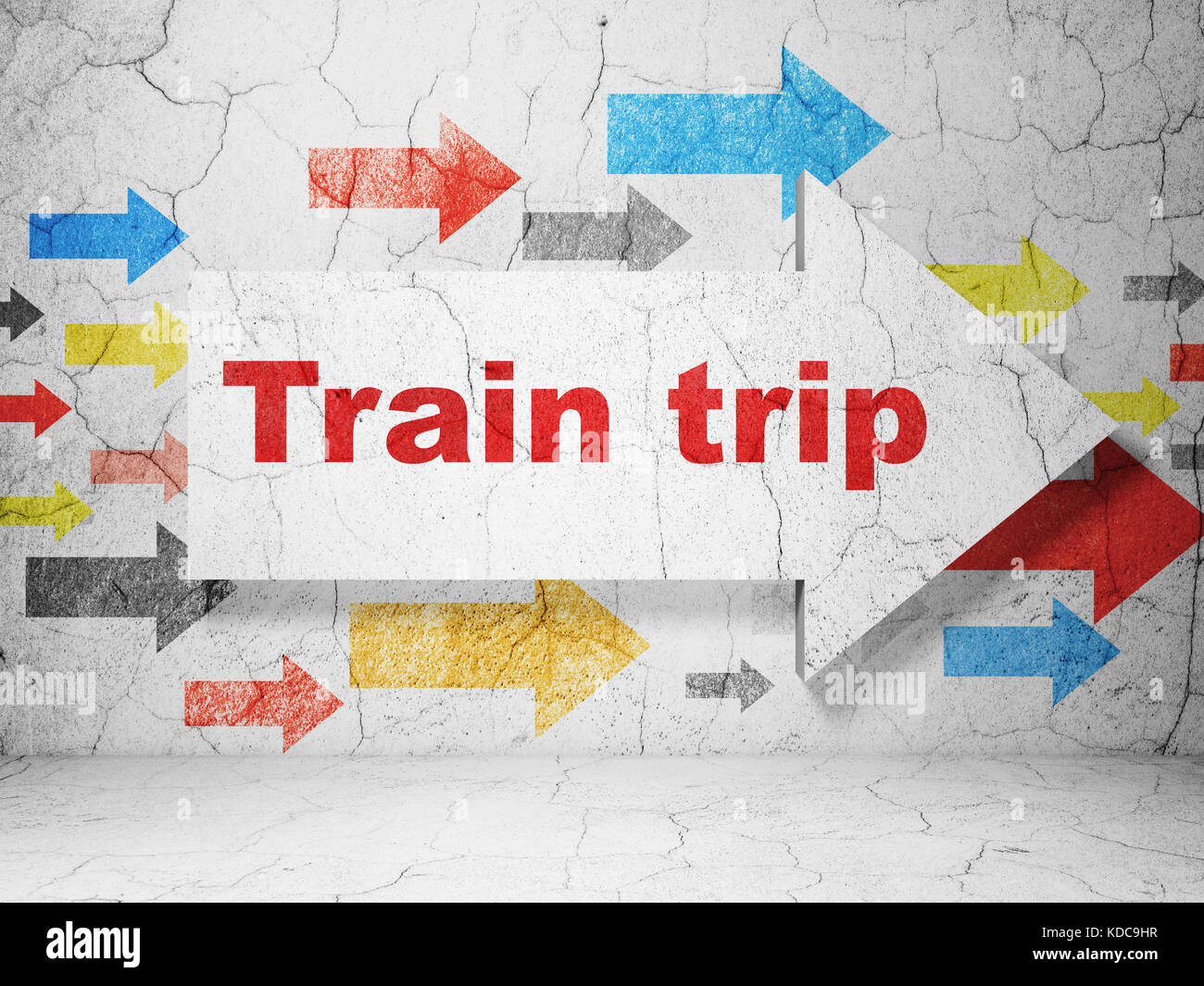 Tourism concept: arrow with Train Trip on grunge wall background Stock ...