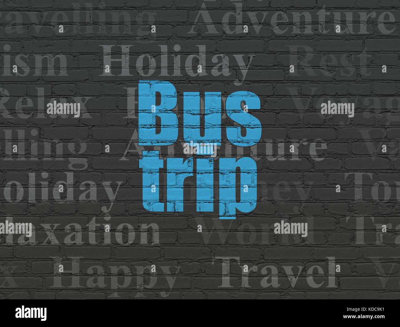 Tourism concept: Bus Trip on wall background Stock Photo - Alamy