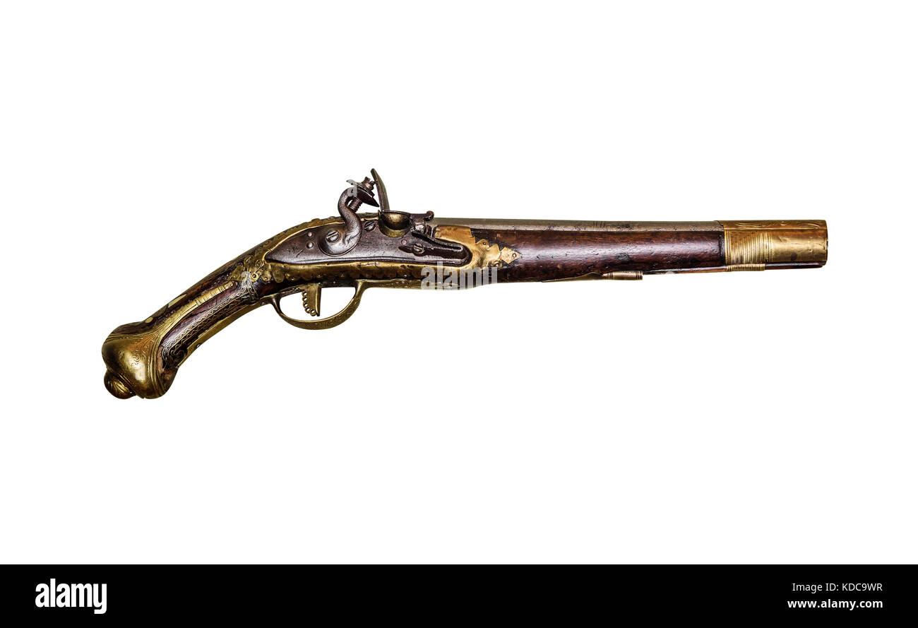 Ancient musket or pistol isolated on white Stock Photo - Alamy
