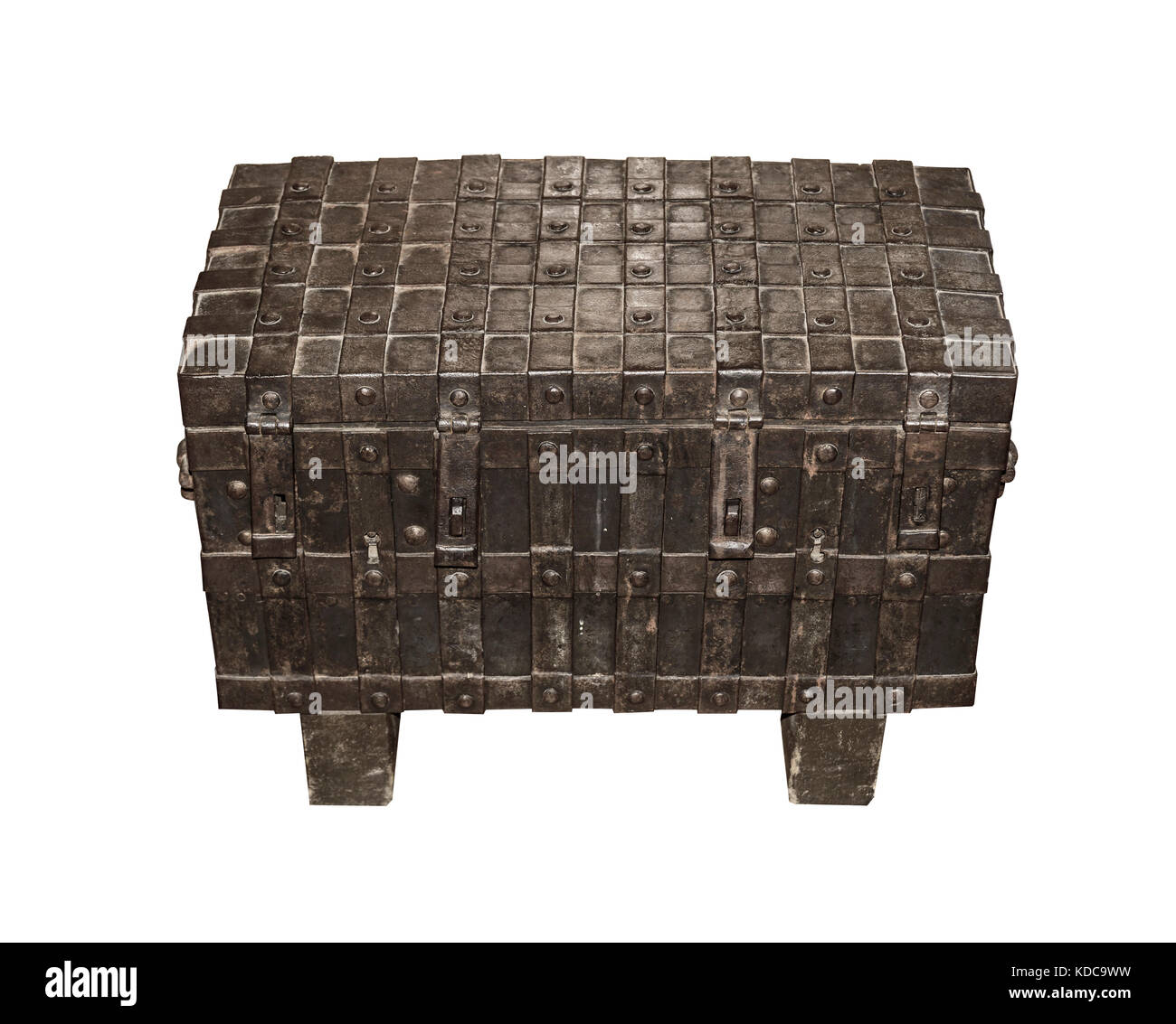 Old iron chest isolated on white Stock Photo - Alamy