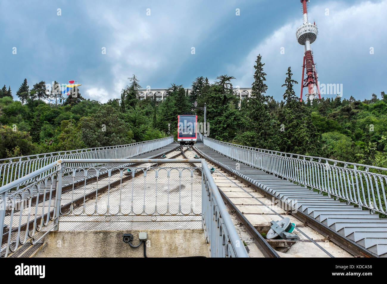 Funicular Railway running up Mtatsminda mountain, Tbilisi, Georgia ...