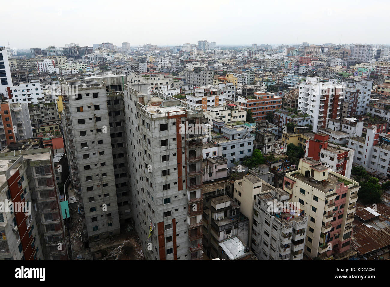 Highly populated Dhaka city crammed with unplanned buildings Stock ...