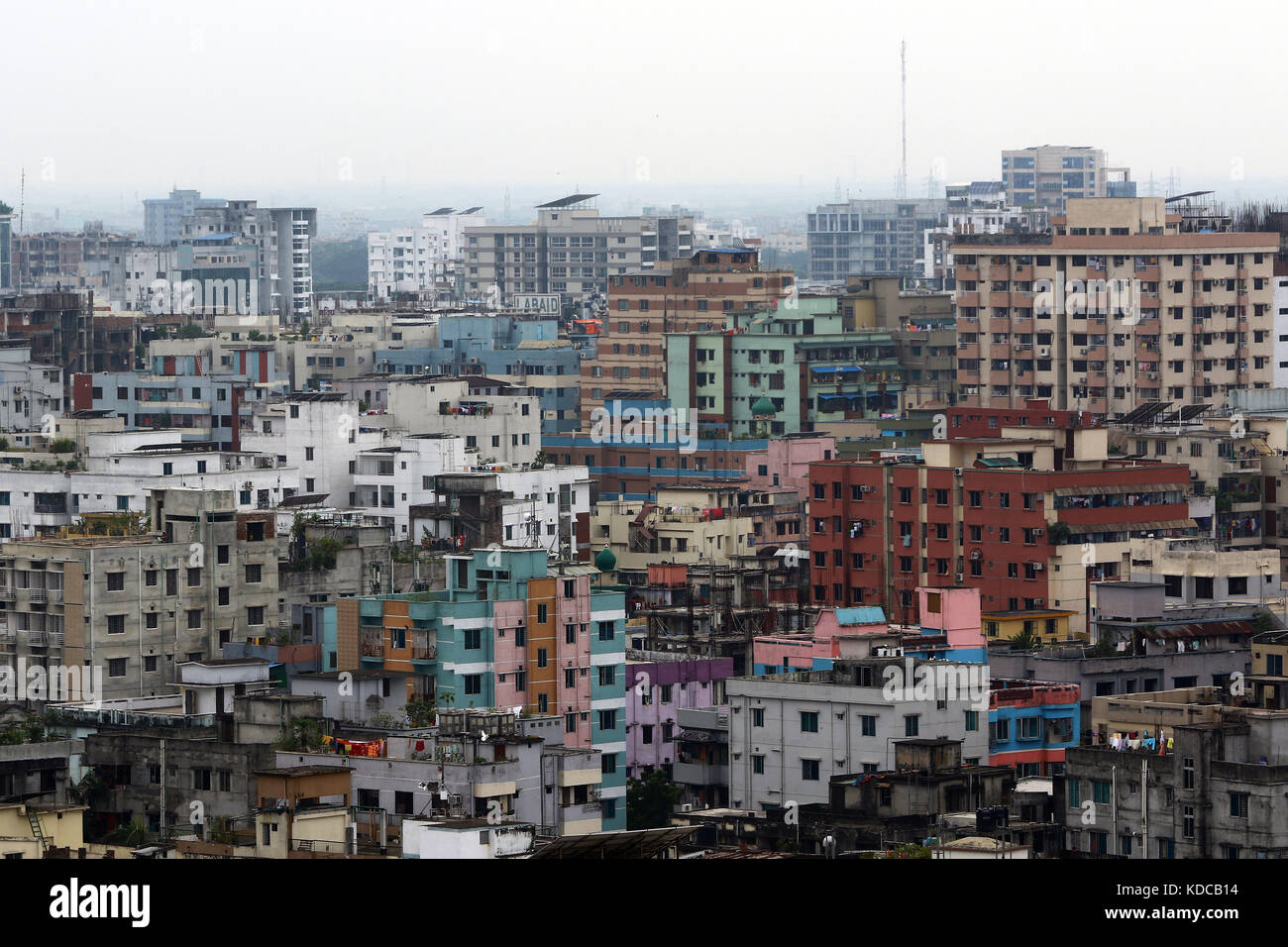 Highly populated Dhaka city crammed with unplanned buildings Stock ...