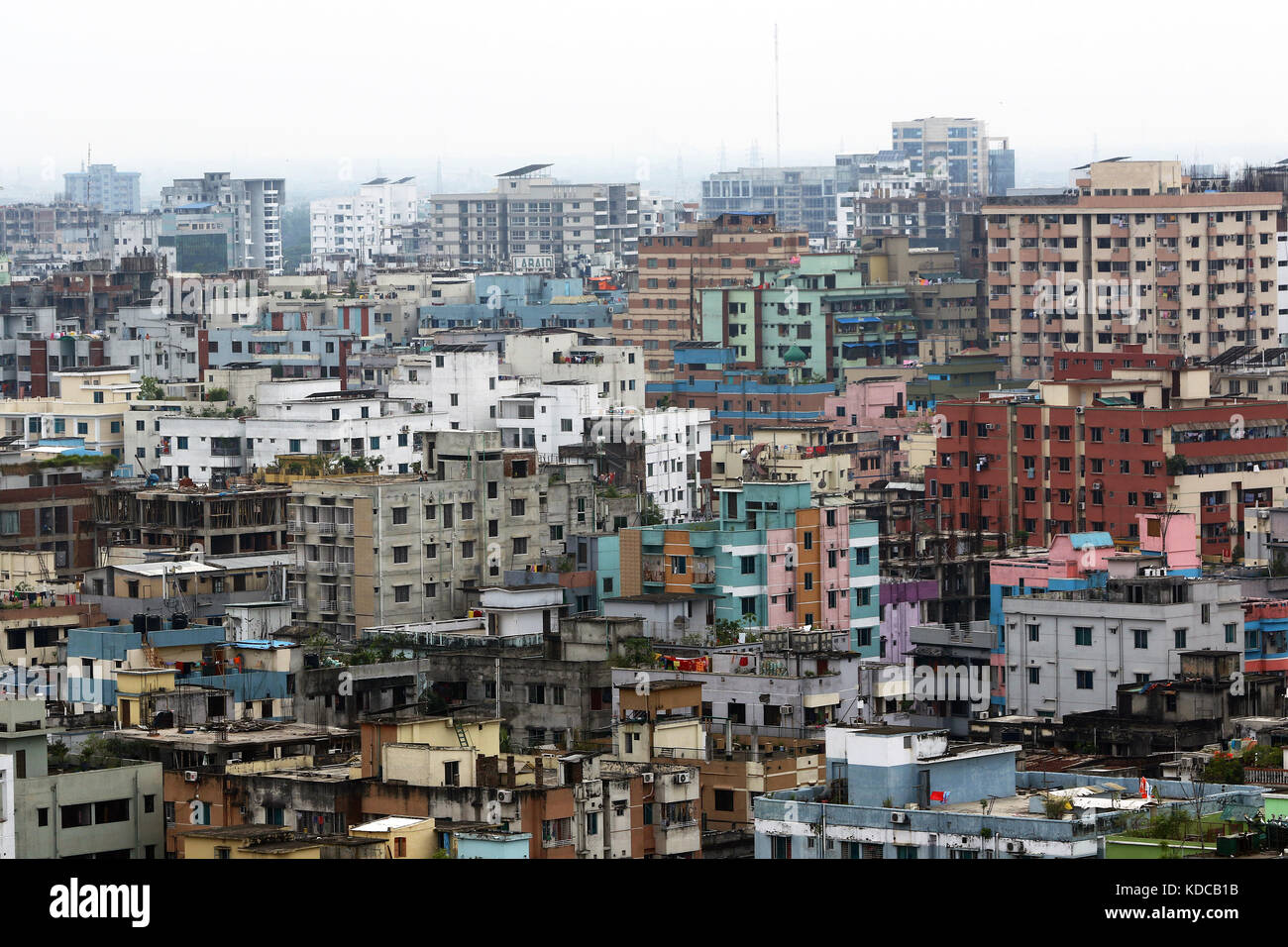 Highly populated Dhaka city crammed with unplanned buildings Stock ...