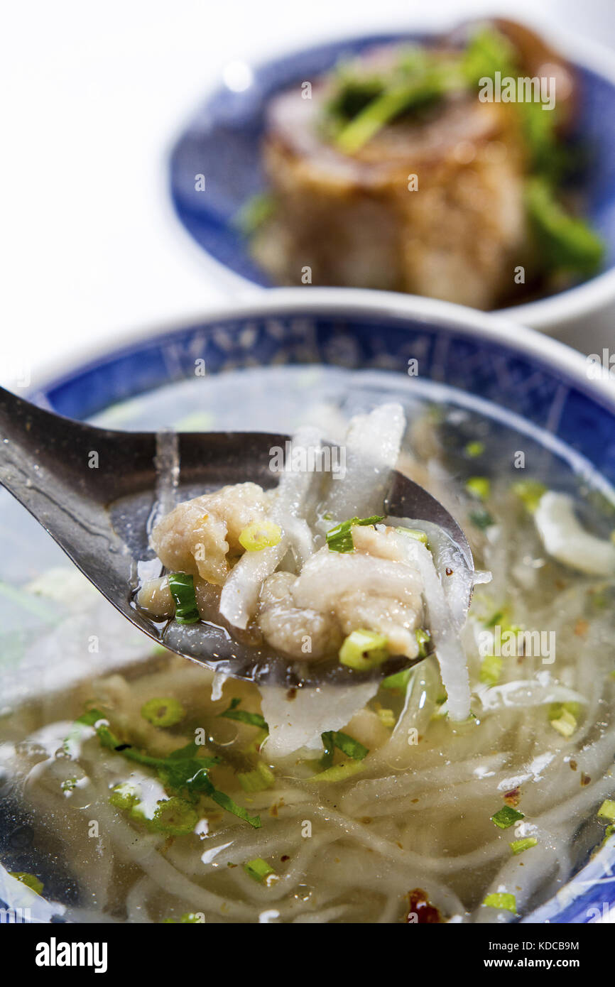 fried bean curd and Meat Dumplings in Spicy Sauce Stock Photo - Alamy