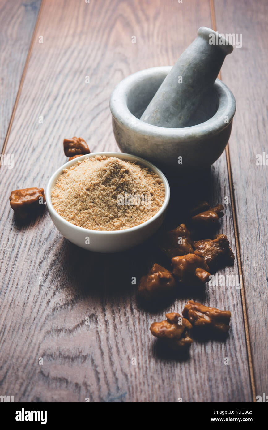 Asafoetida cake and powder or Hing or Heeng which is an important ...