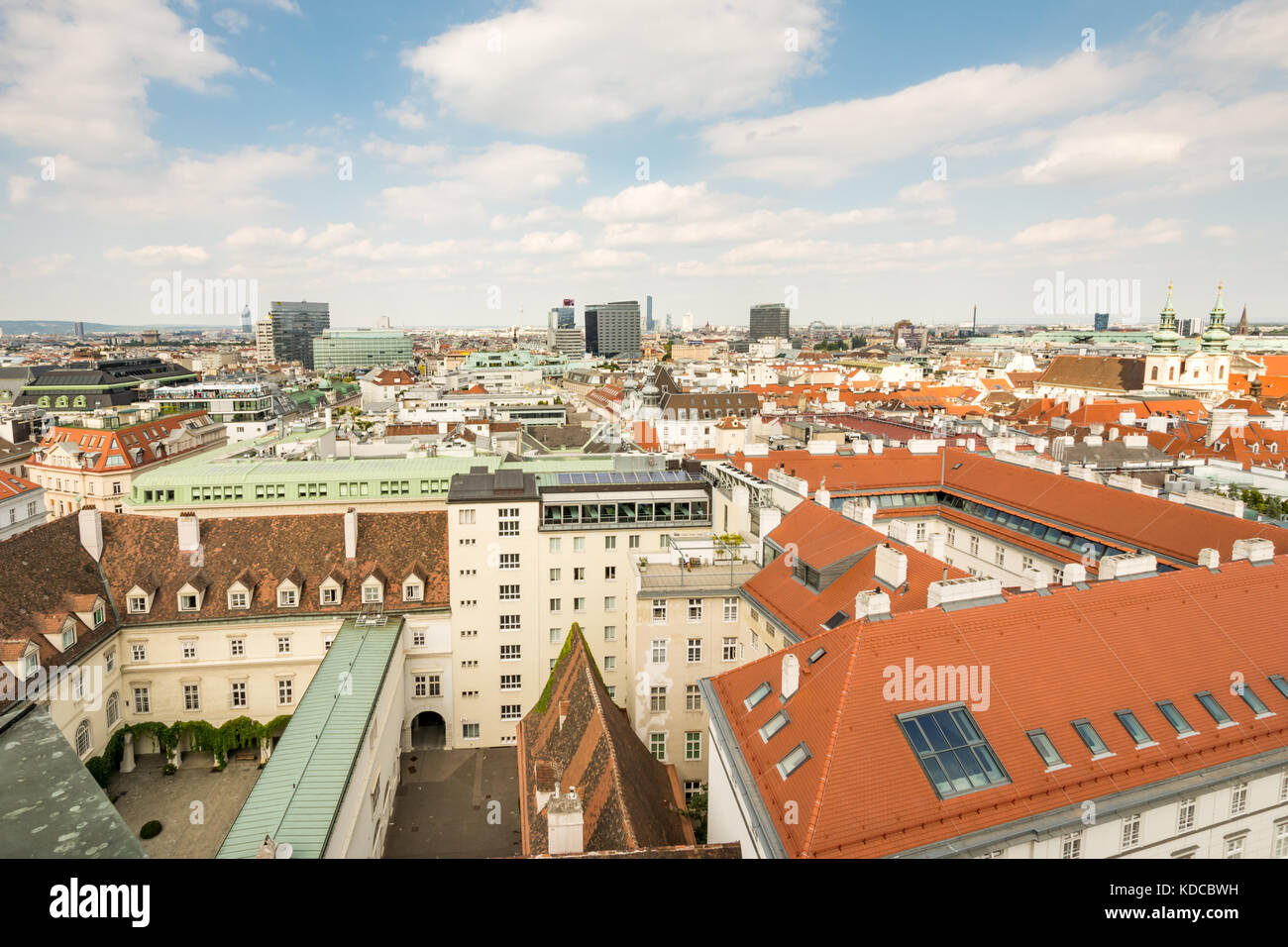 VIENNA, AUSTRIA - AUGUST 28: Aerial view over the cityscape of Vienna ...